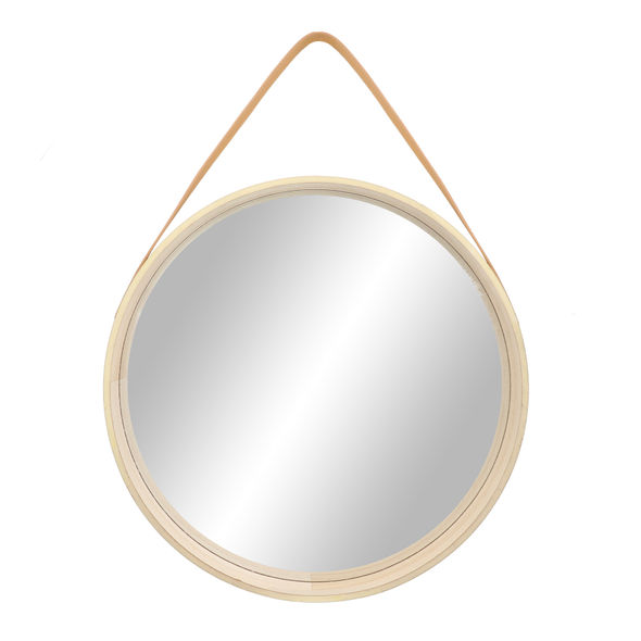 → Lustro SCANDI WOOD wiszące na pasku 50x50 cm | Komfort