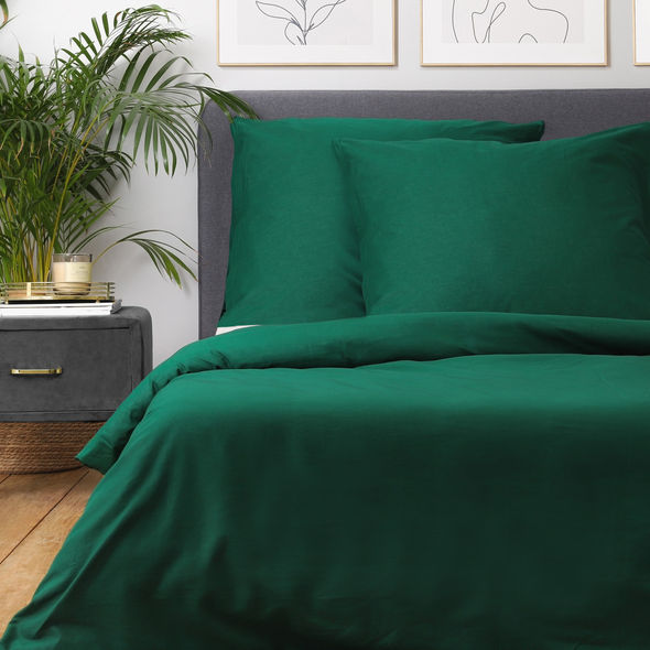 → Pościel VELISE bawełniana ciemnozielona 220x200 cm | Komfort